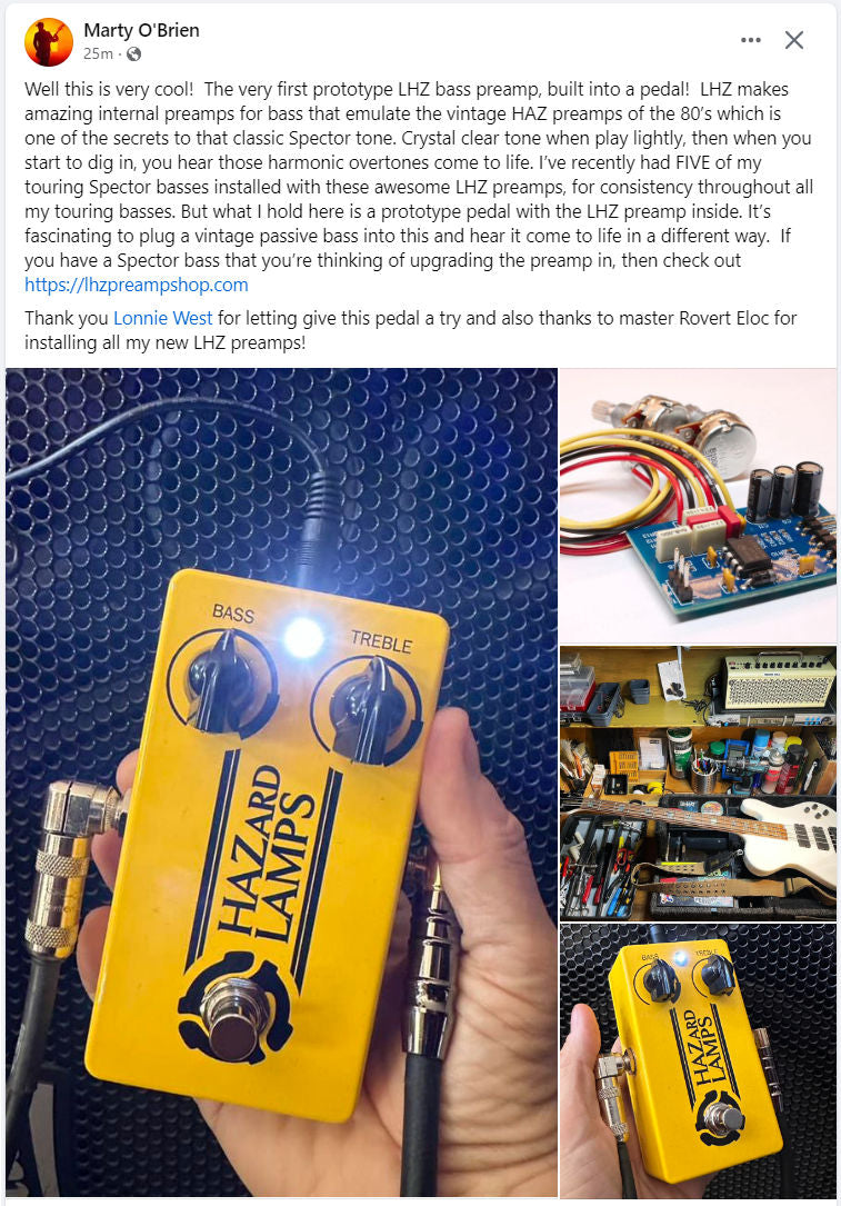 HL-1 HAZard LAMPS Pedal – LHZ Vintage Bass Preamps